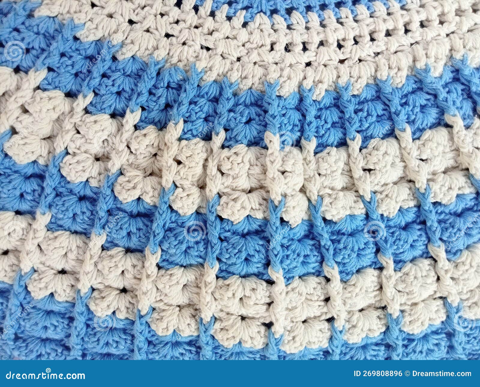 Crochet Pattern Background Texture Handmade Blue White Colour Stock ...