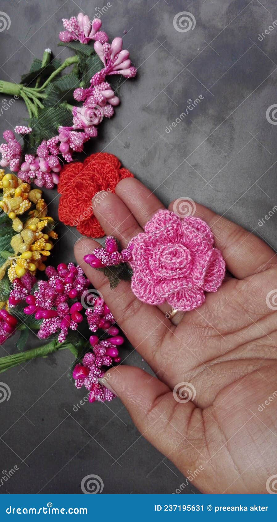 Crochet small rose stock image. Image of plant, small - 237195631