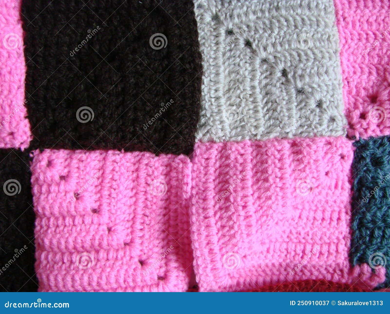 Crochet Texture, Colorful Squares Pattern. Crochet Knit Squares Stock ...