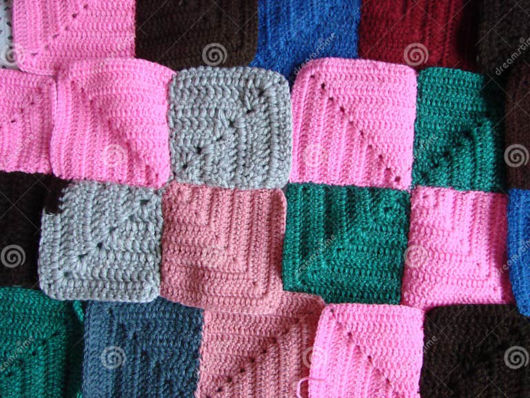 Crochet Texture, Colorful Squares Pattern. Crochet Knit Squares Stock ...