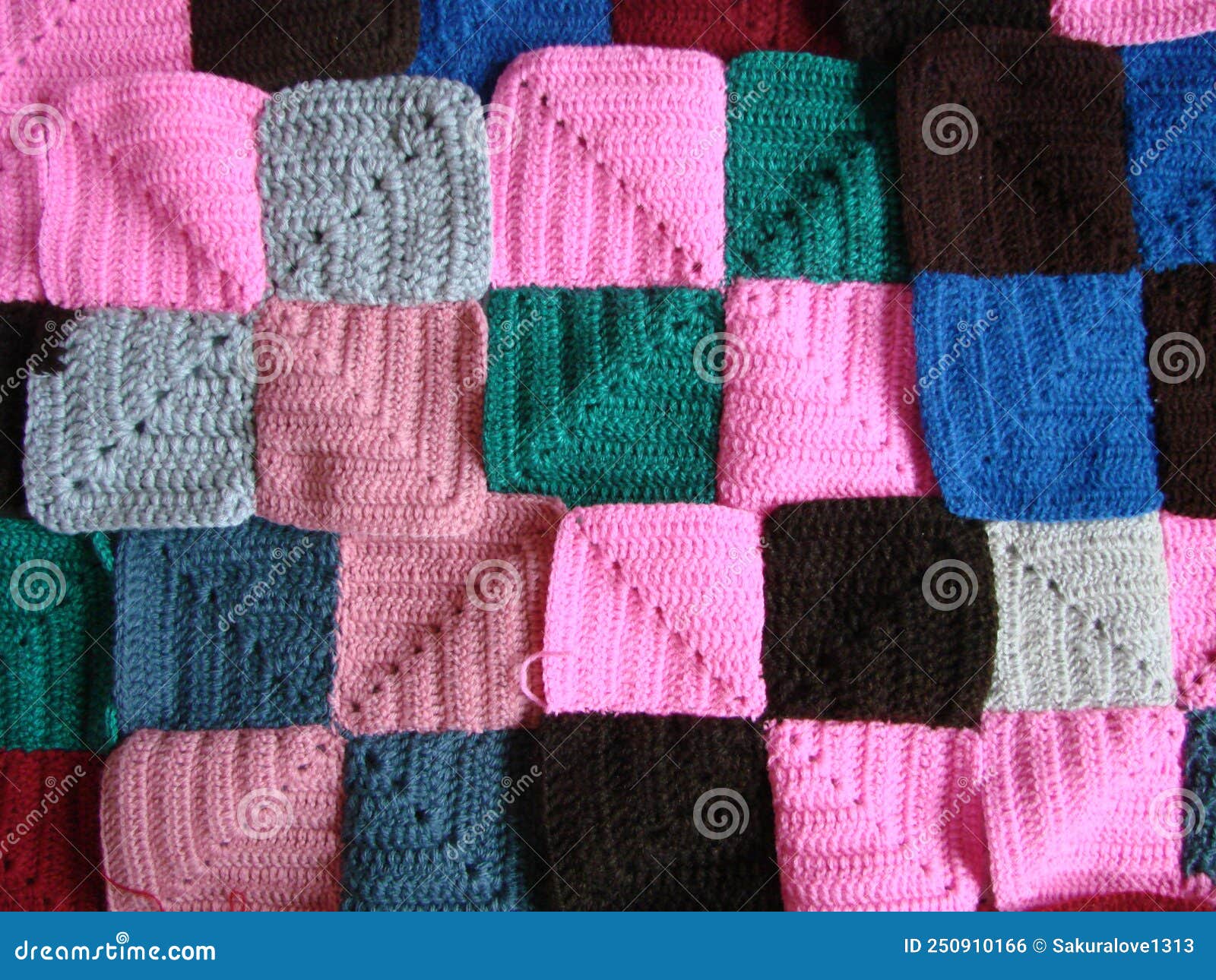 Crochet Texture, Colorful Squares Pattern. Crochet Knit Squares Stock ...