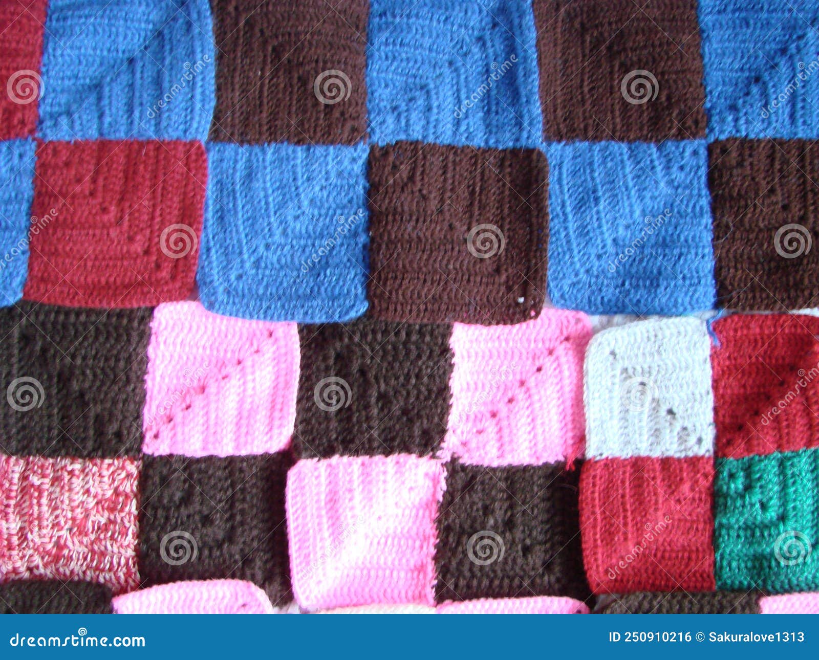 Crochet Texture, Colorful Squares Pattern. Crochet Knit Squares Stock ...