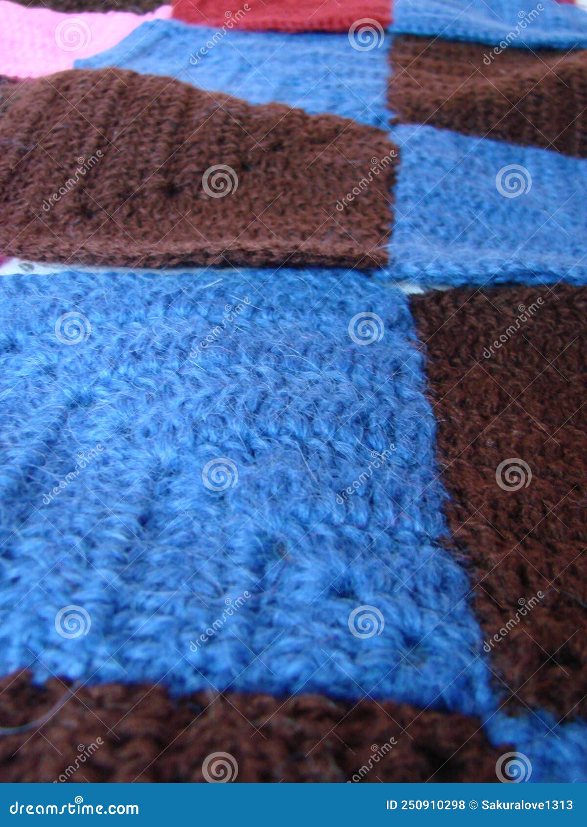 Crochet Texture, Colorful Squares Pattern. Crochet Knit Squares Stock ...