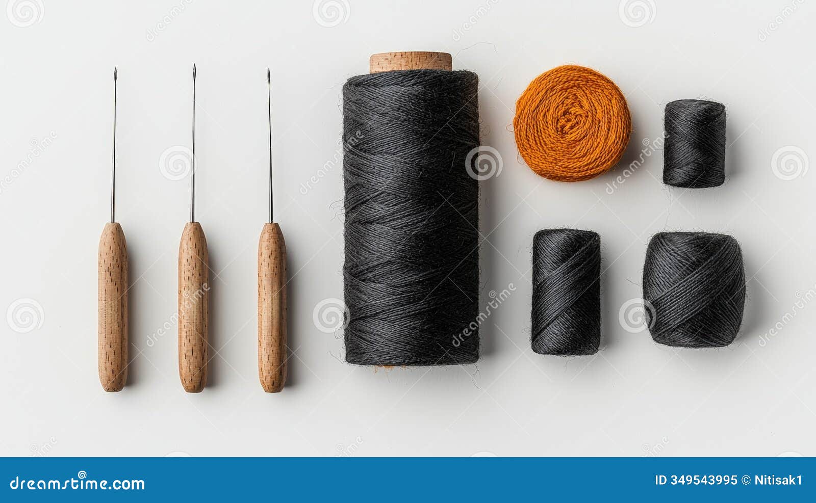 Crochet Tools and Sewing Threads on White Isolated Background Stock ...