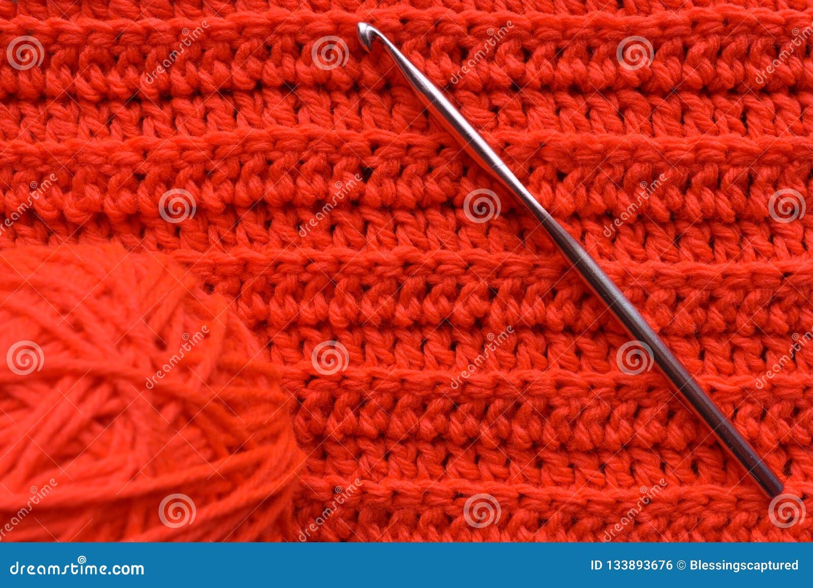Crochet Work with a Crochet Hook and Ball of Yarn Stock Photo - Image ...