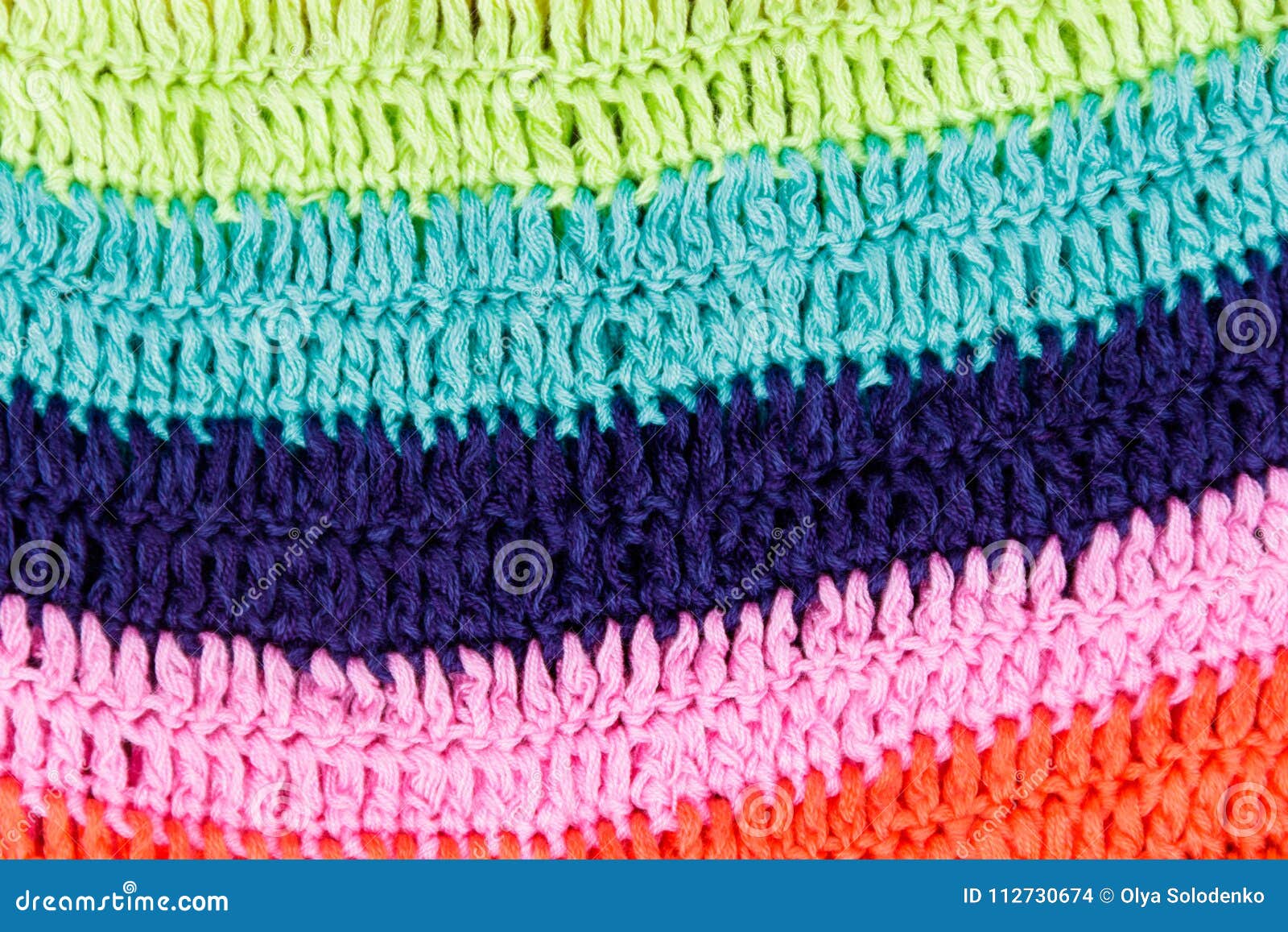 Crocheted Multi Colored Striped Fabric Texture Stock Photo - Image of ...