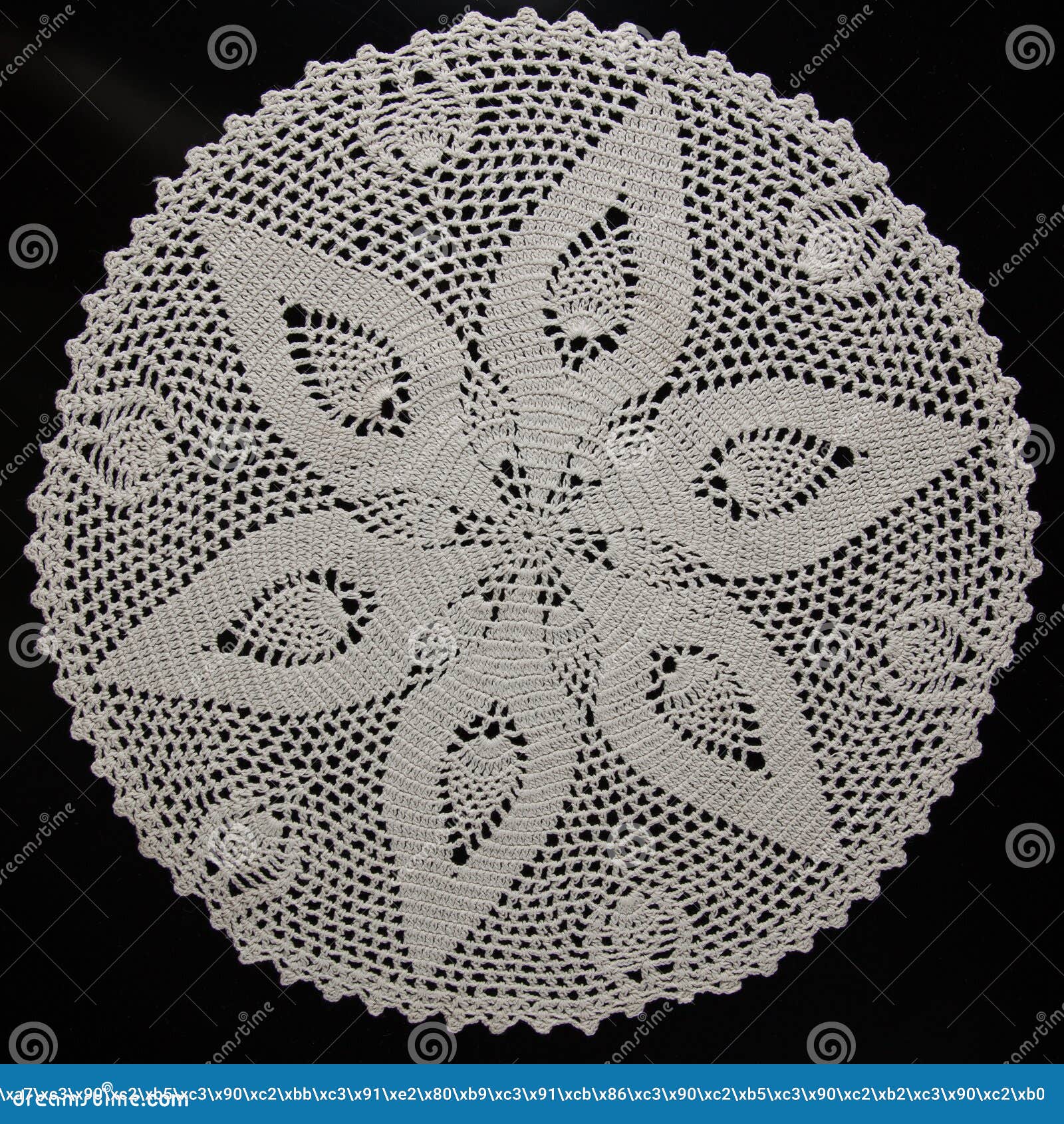 Crocheted Napkins, White Lace on a Black Background Stock Photo - Image ...