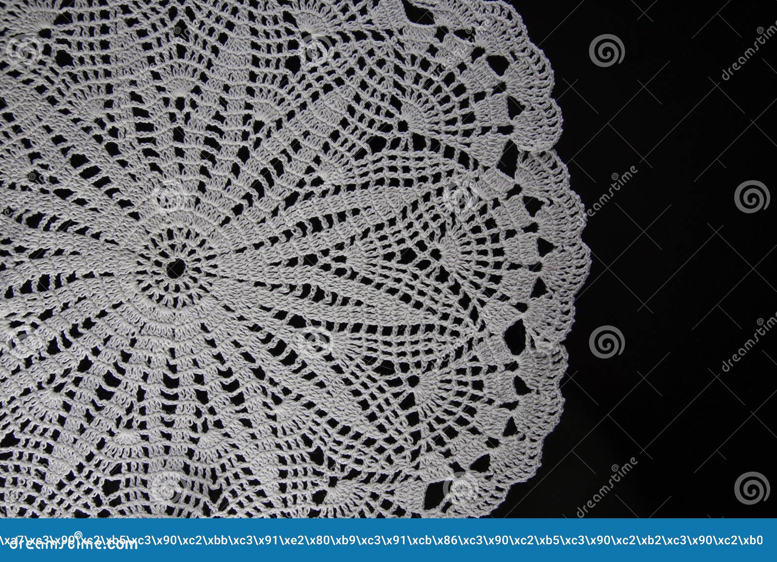 Crocheted Napkins, White Lace on a Black Background Stock Image - Image ...