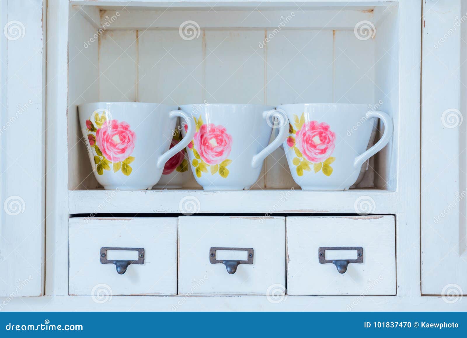 Crockery Displayed in Storage Cabinet at Home As Part of the Int Stock ...