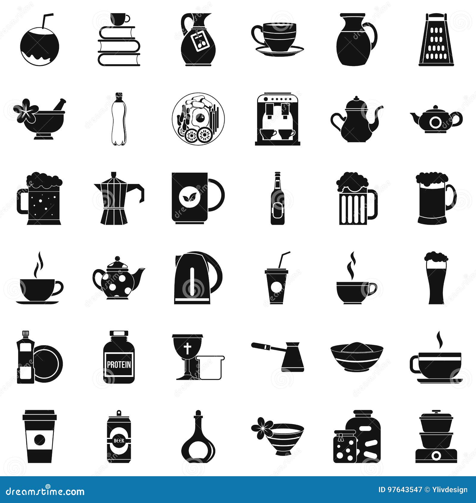 Crockery Icons Set, Simple Style Stock Vector - Illustration of cuisine ...