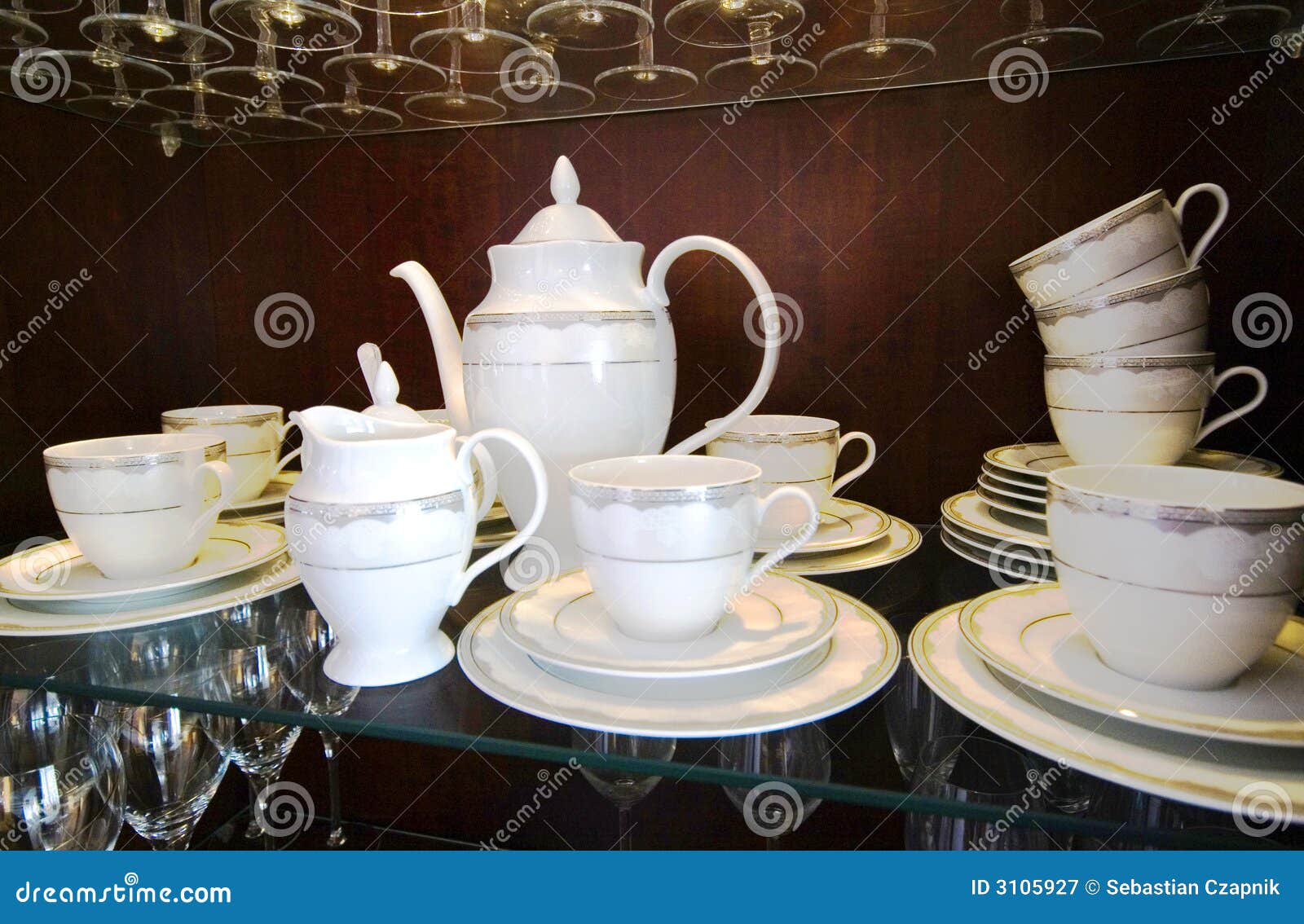 Crockery set stock image. Image of dishware, saucers, vase - 3105927