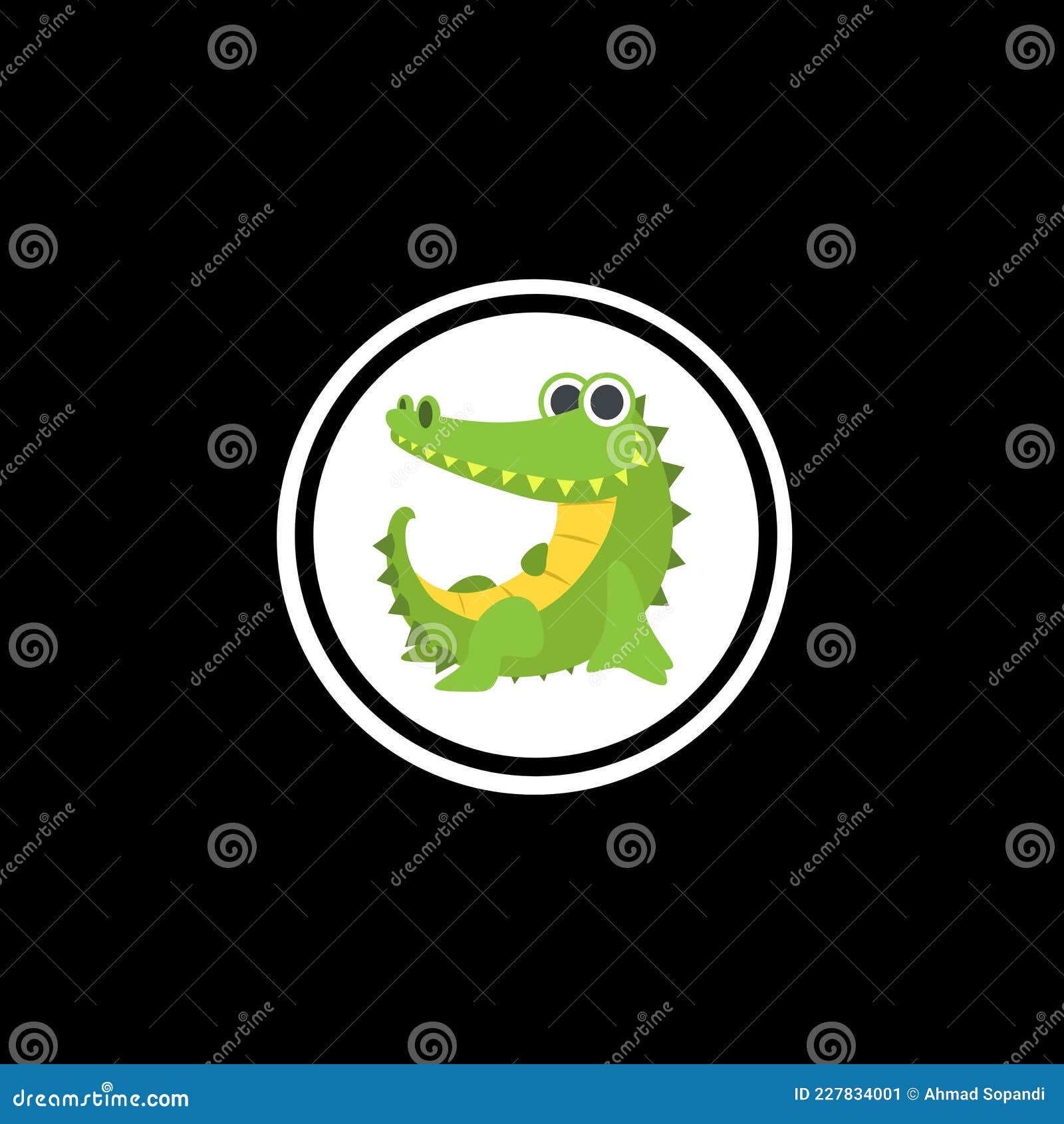 Croco Toon Circle Icon Sign Logo. Stock Illustration - Illustration of ...