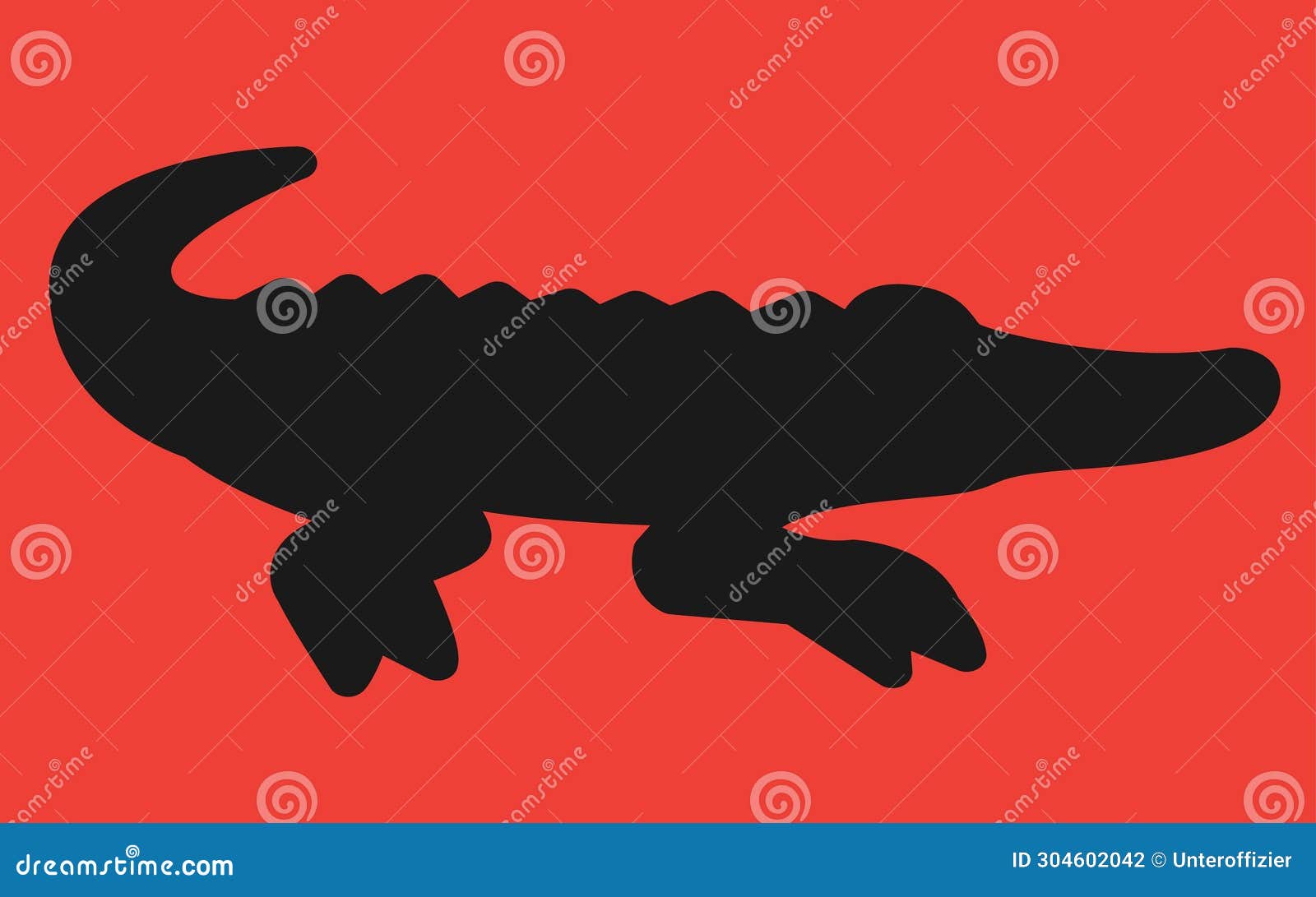 A Crocodile Alligator All Black Silhouette Against A Red Backdrop ...