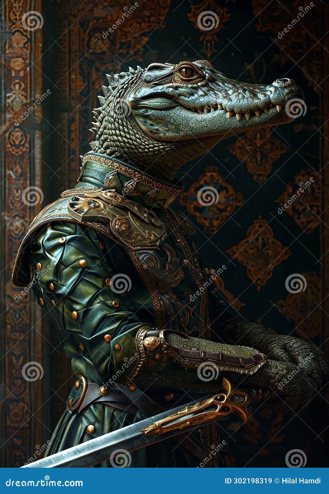 Crocodile in army uniform stock illustration. Illustration of holding ...