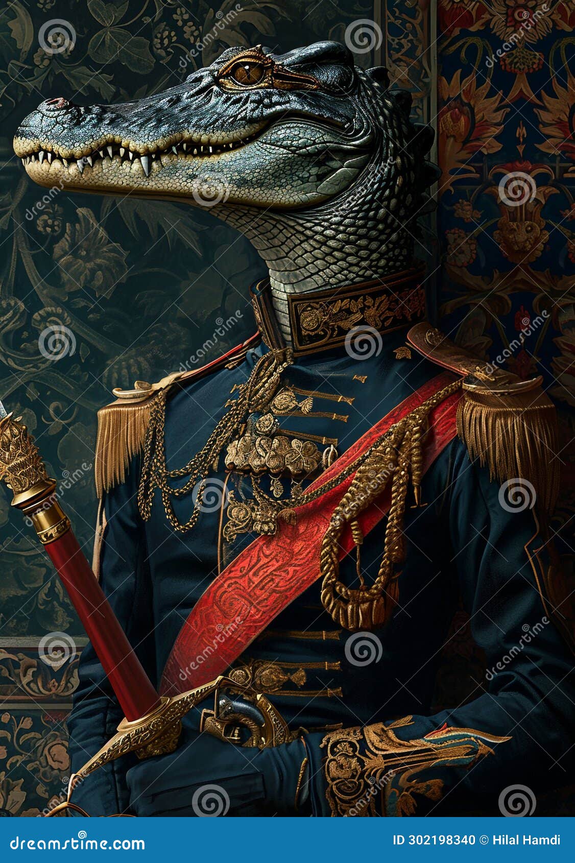 Crocodile in army uniform stock illustration. Illustration of face ...