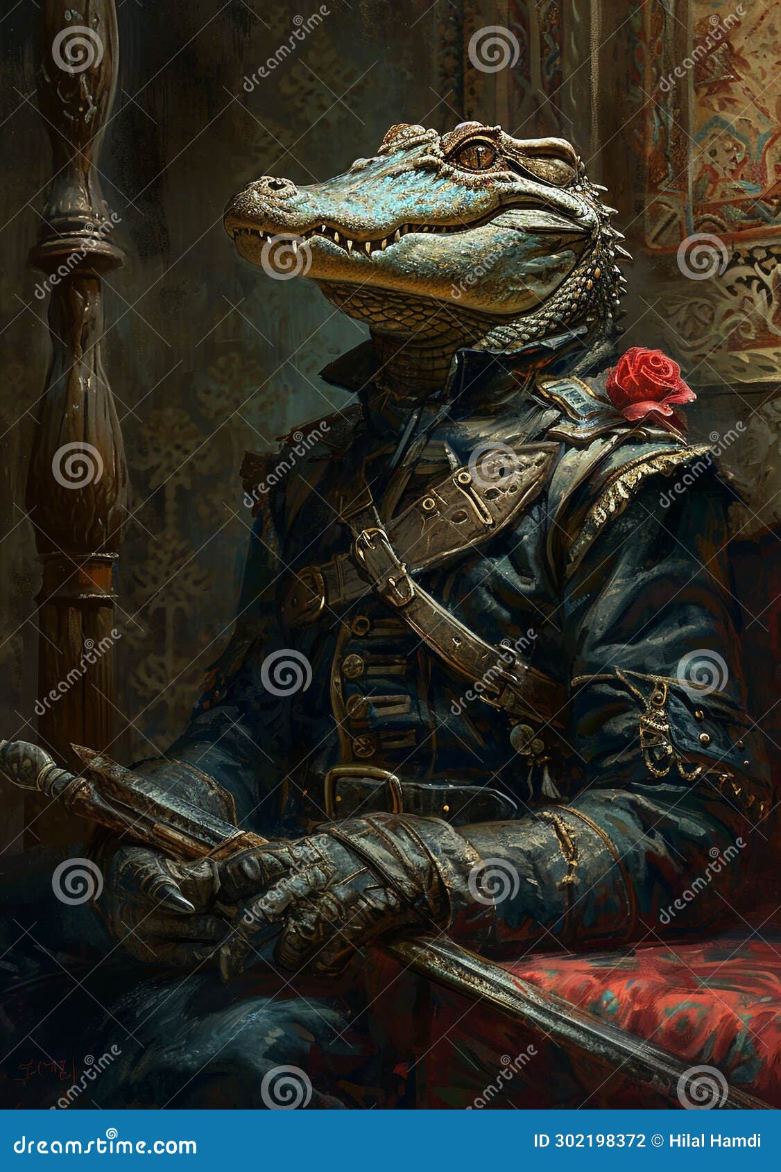 Crocodile in army uniform stock illustration. Illustration of temple ...