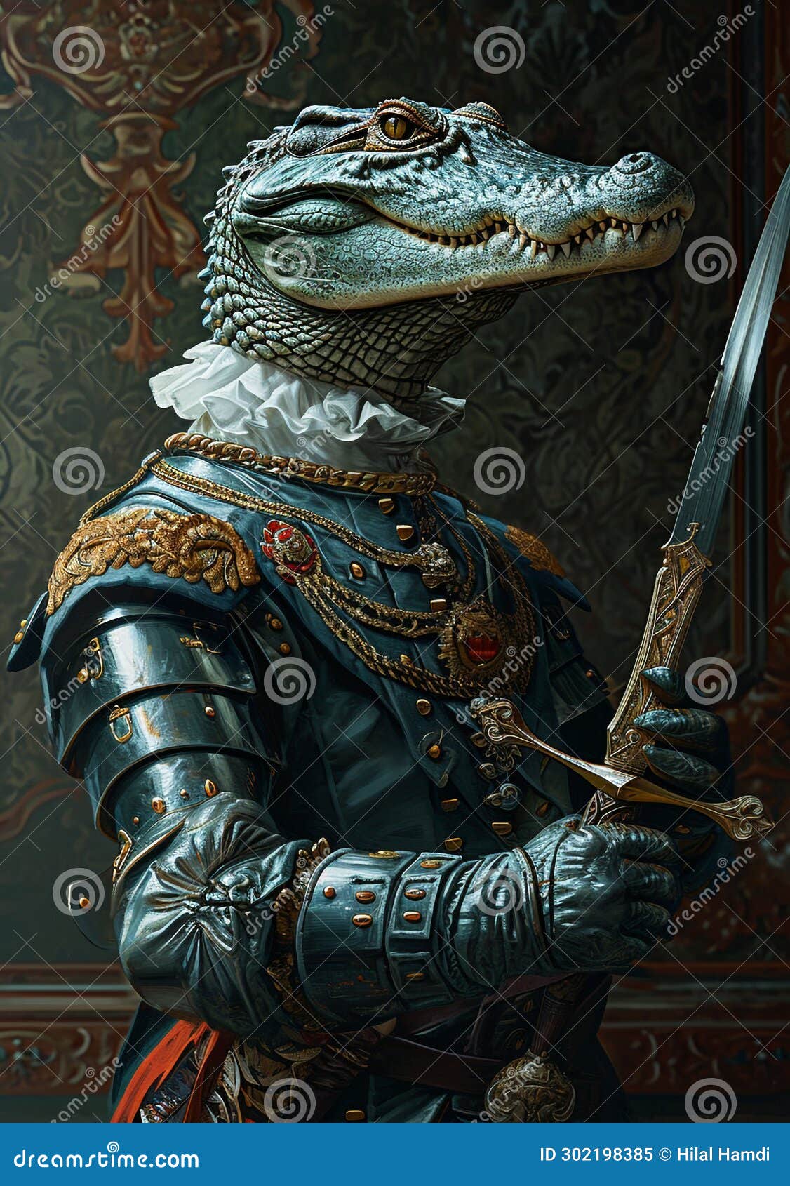 Crocodile in army uniform stock illustration. Illustration of face ...