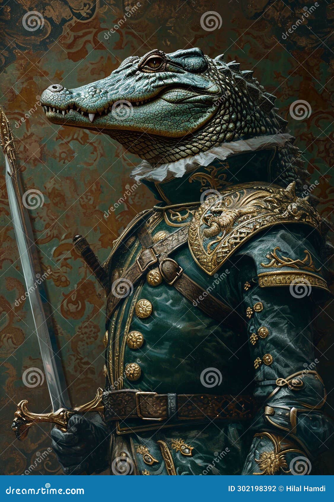 Crocodile in army uniform stock illustration. Illustration of sculpture ...