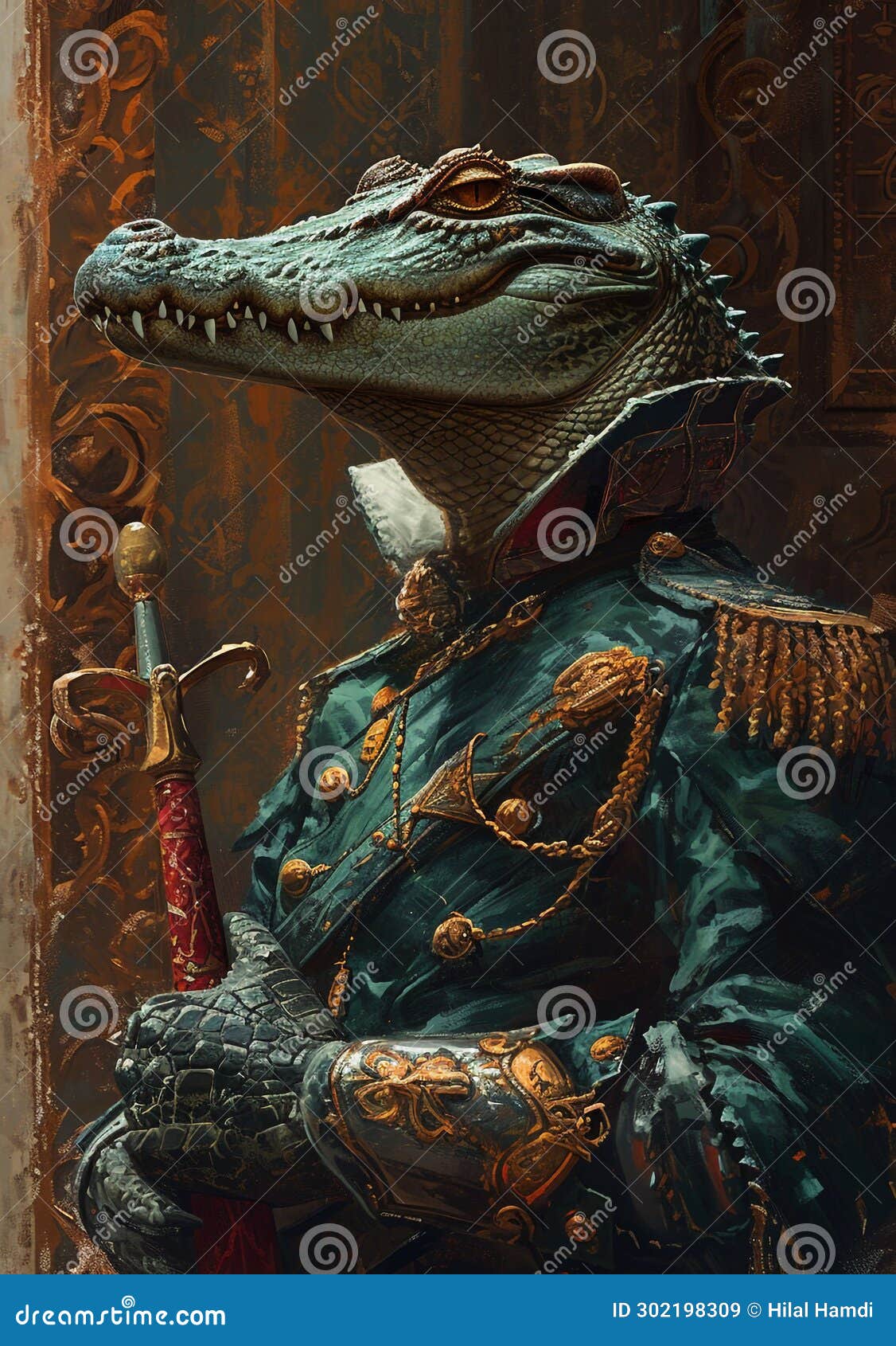 Crocodile in army uniform stock illustration. Illustration of head ...