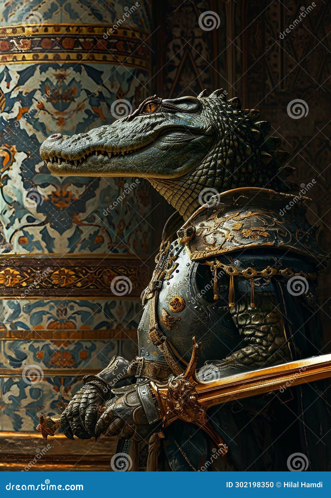Crocodile in army uniform stock illustration. Illustration of carving ...