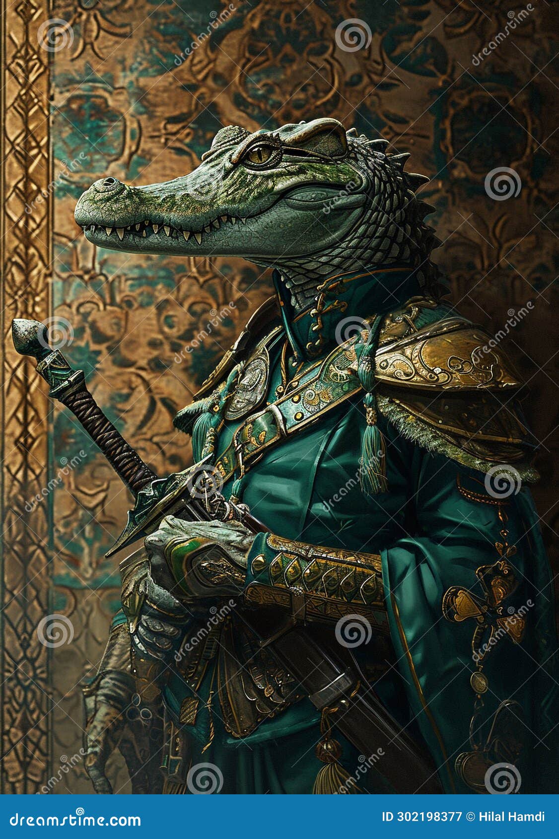 Crocodile in army uniform stock illustration. Illustration of carving ...