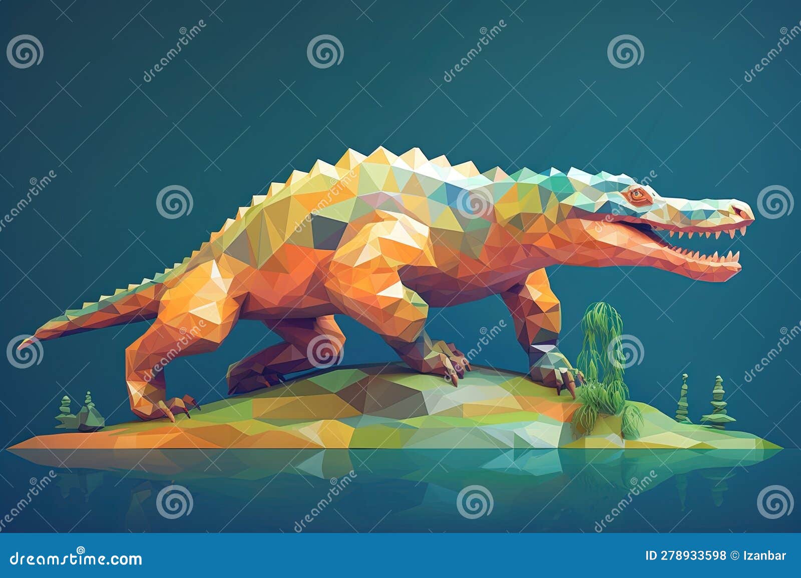 Crocodile Low Poly Animal Style Illustration Generative Ai Stock ...