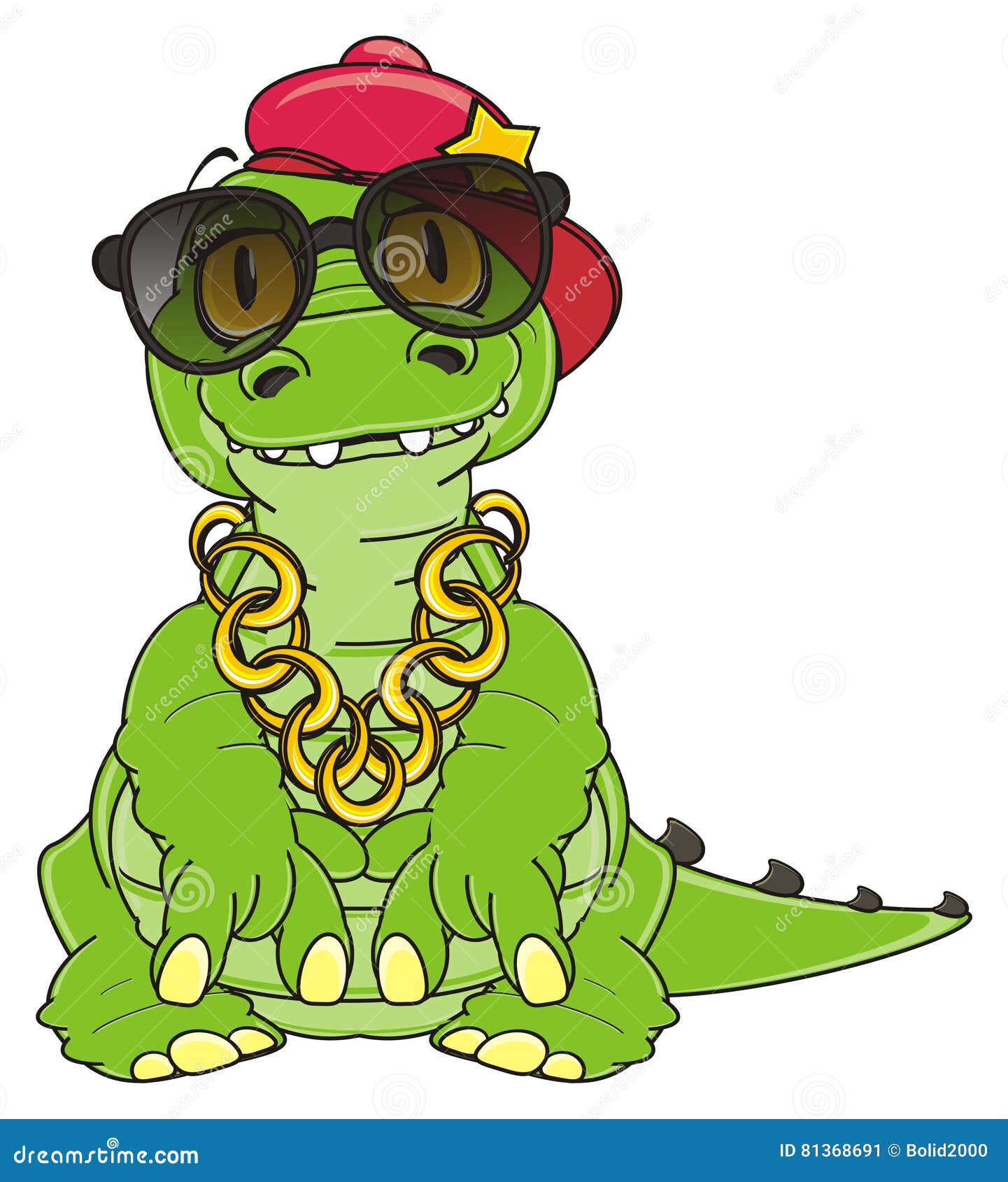 Crocodile in Cap with Chain Stock Illustration - Illustration of ...