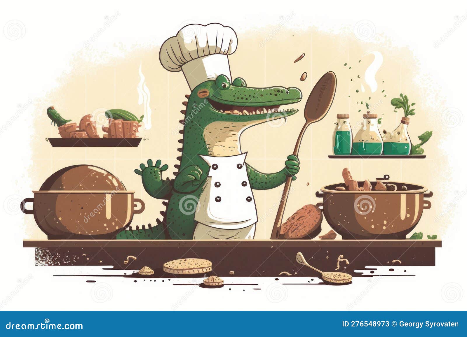 Crocodile Chef: Stunning Flat Vector Illustrations of a Master Chef in ...