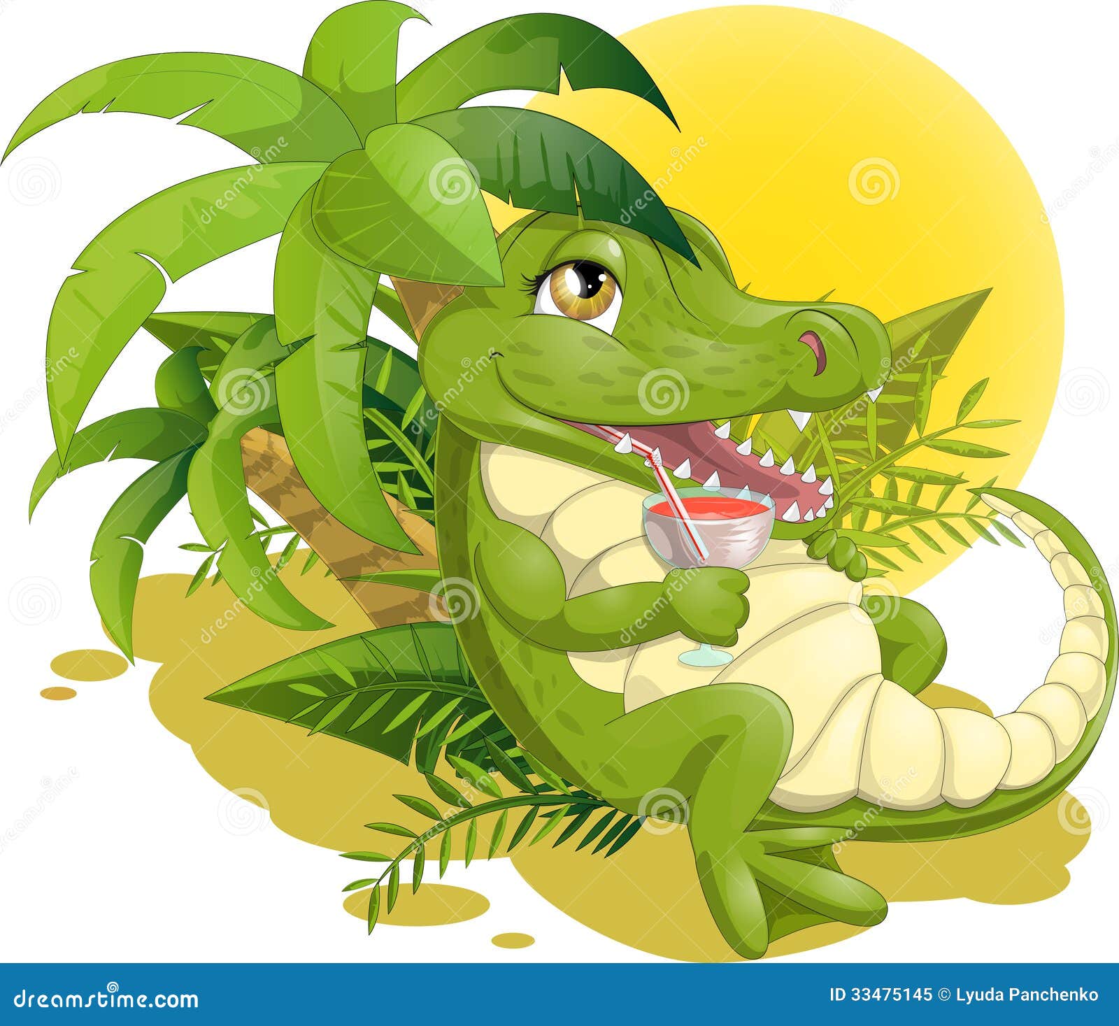 Crocodile with a cocktail stock illustration. Illustration of humor ...