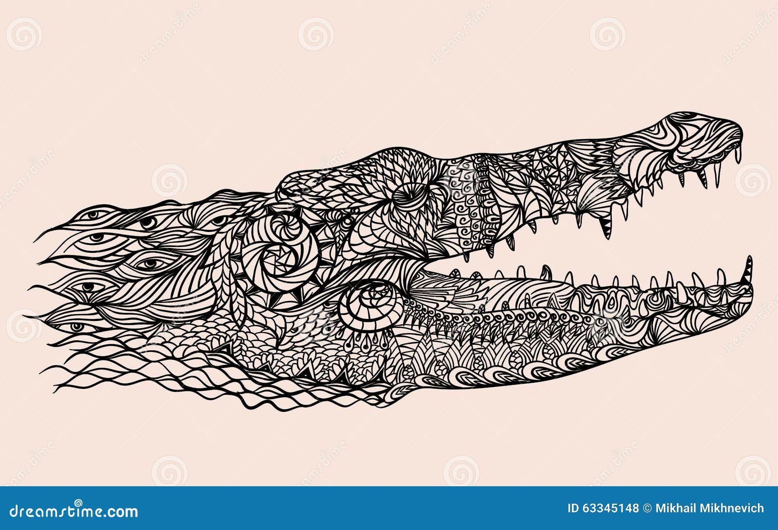 Crocodile head stock vector. Illustration of decoration - 63345148
