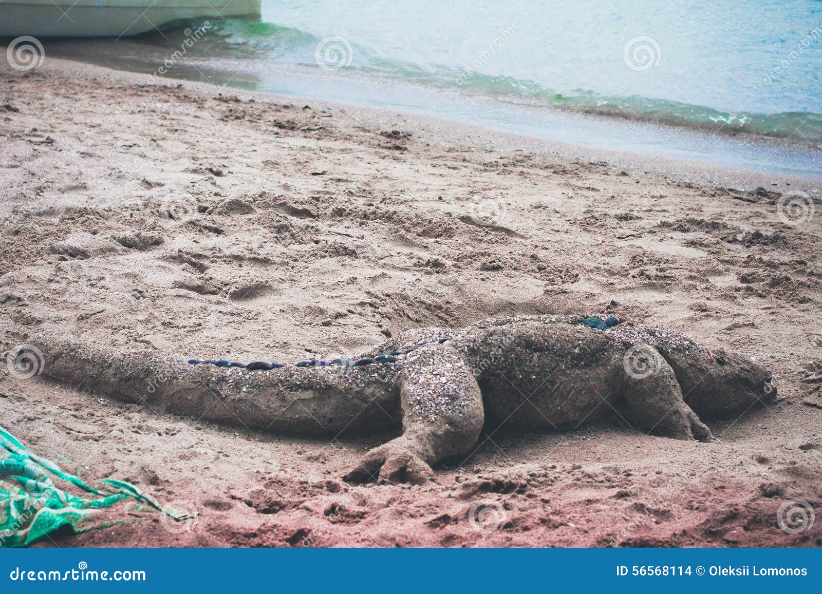 Crocodile Made from Sand on the Beach Stock Photo - Image of ncrocodile ...