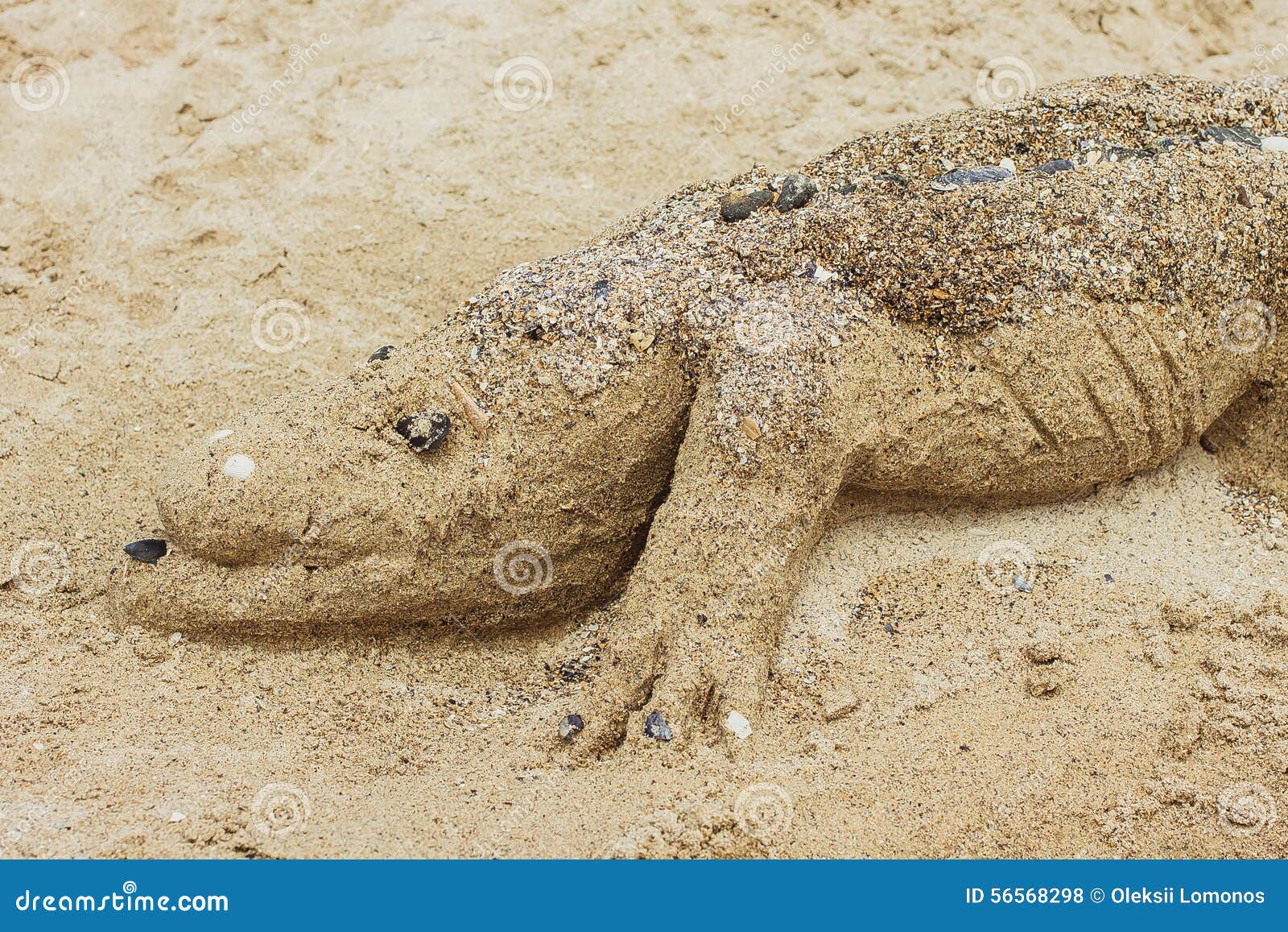 Crocodile Made from Sand on the Beach Stock Photo - Image of crocodile ...