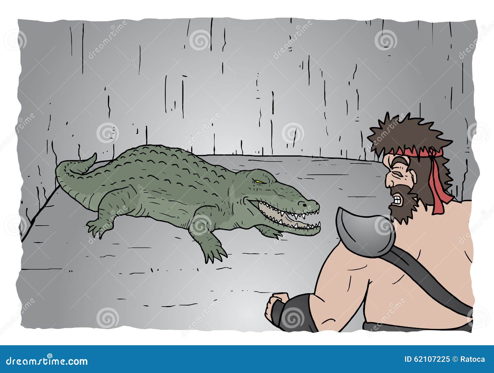 Crocodile and man stock vector. Illustration of scene - 62107225