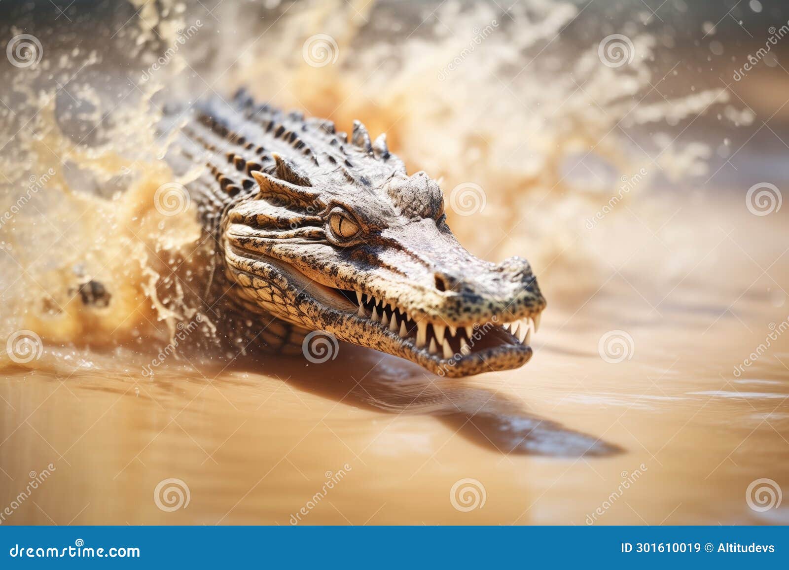 Crocodile in Motion Towards Water Prey Stock Image - Image of crocodile ...
