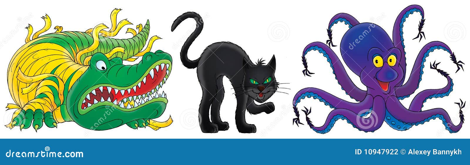 The Octopus Is Scaring The Small Fish Doodle Kawaii. Doodle Icon Image ...