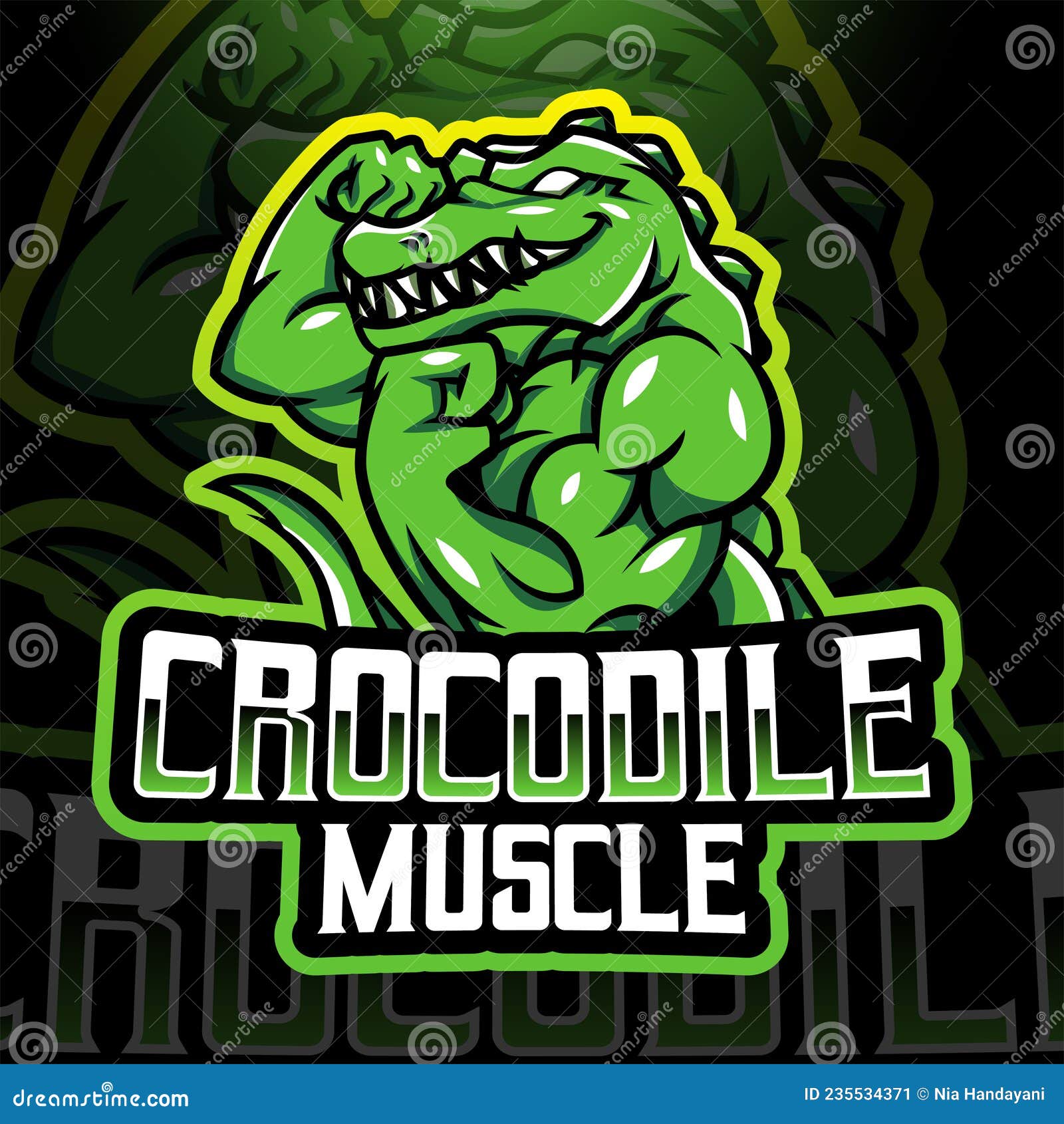 Crocodile Muscle Esport Mascot Logo Design Stock Vector - Illustration ...