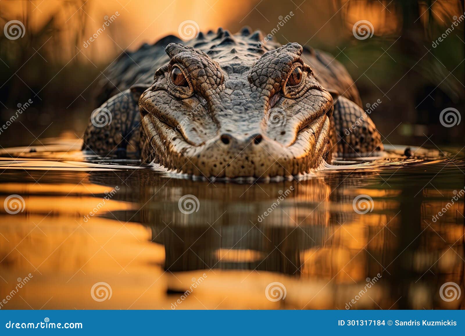 Crocodile in Nature with Reflection in Water. Generative AI Stock ...