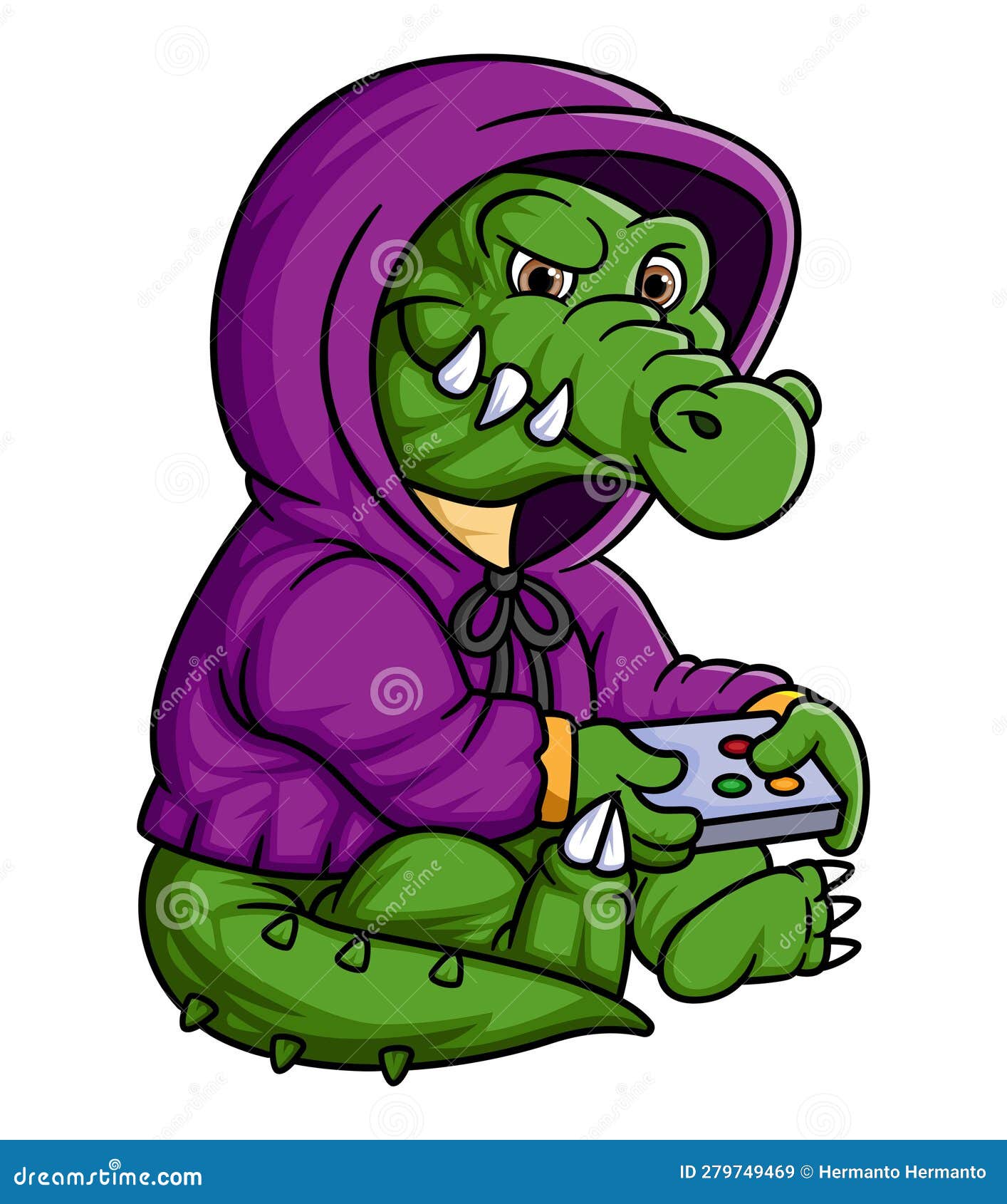 Crocodile Playing Game with Controller Cartoon Character Stock Vector ...