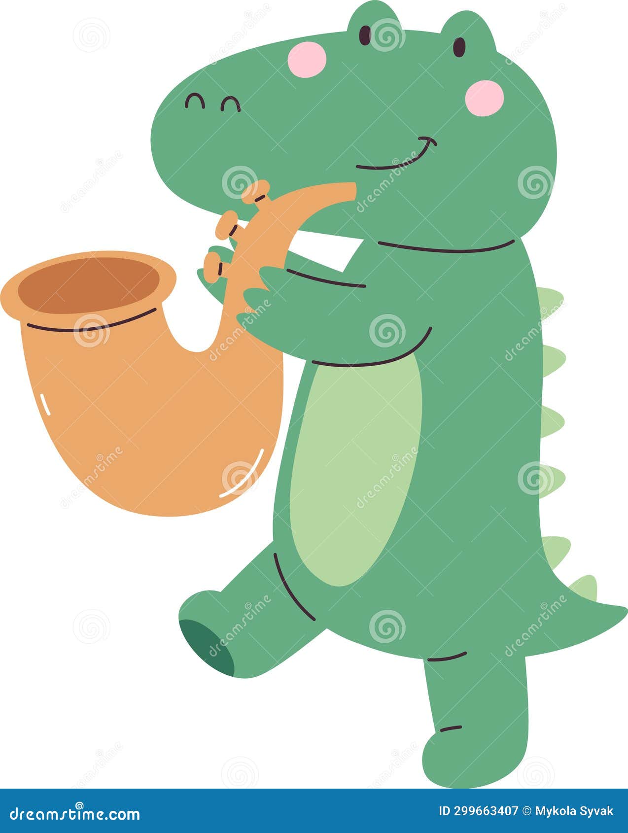 Crocodile Playing Saxophone Stock Vector - Illustration of saxophone ...