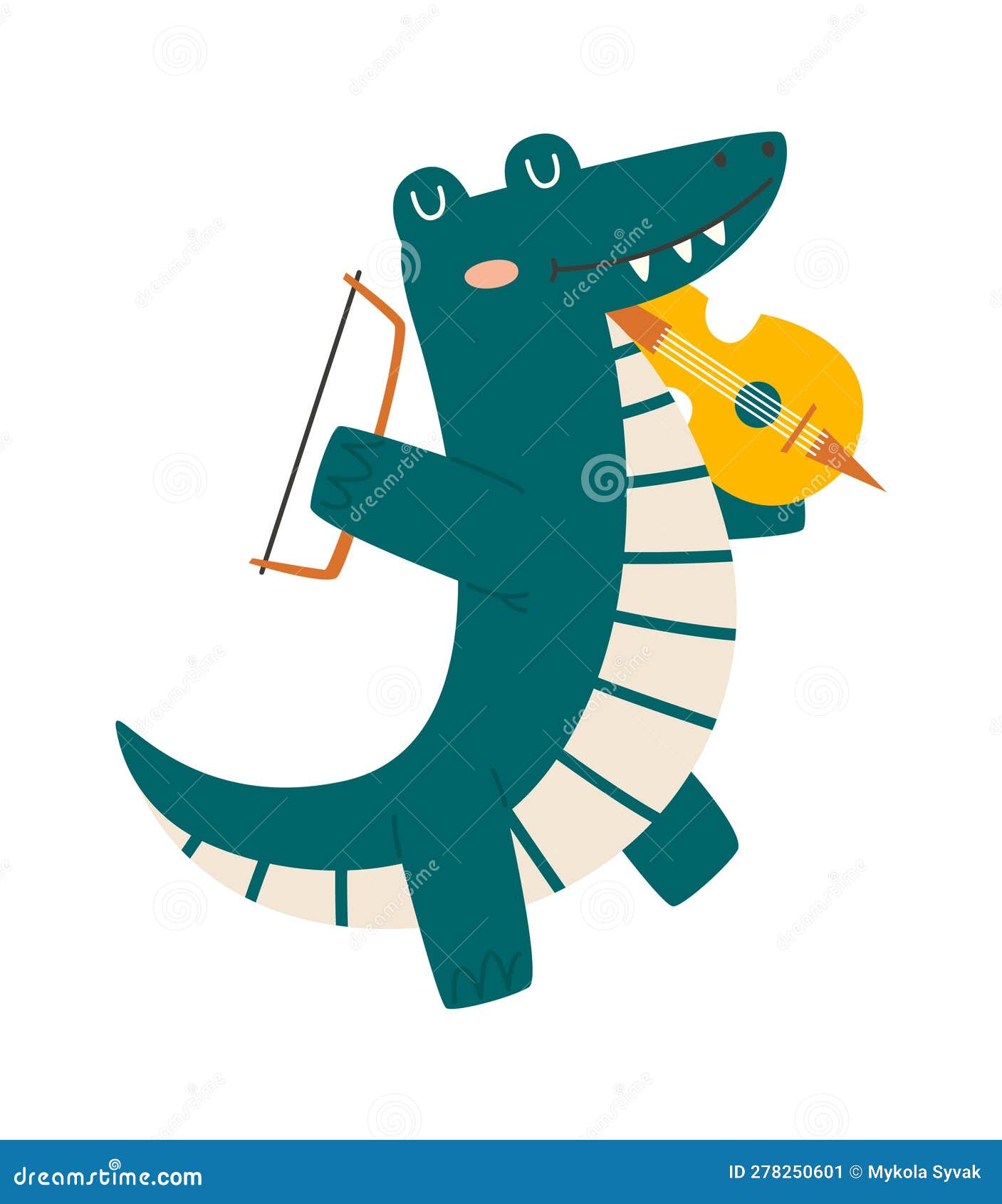 Crocodile Playing Volleyball, Humanized Green Reptile Animal Character ...