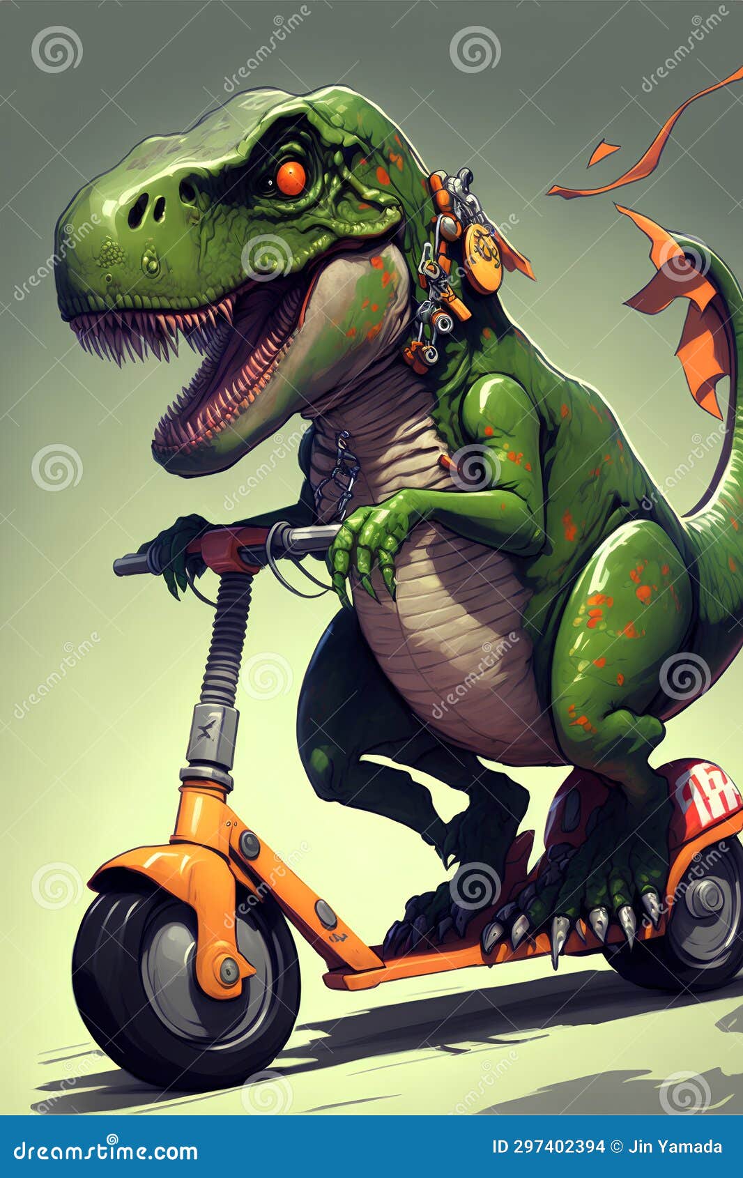 Crocodile Riding a Scooter. 3D Illustration Stock Illustration ...