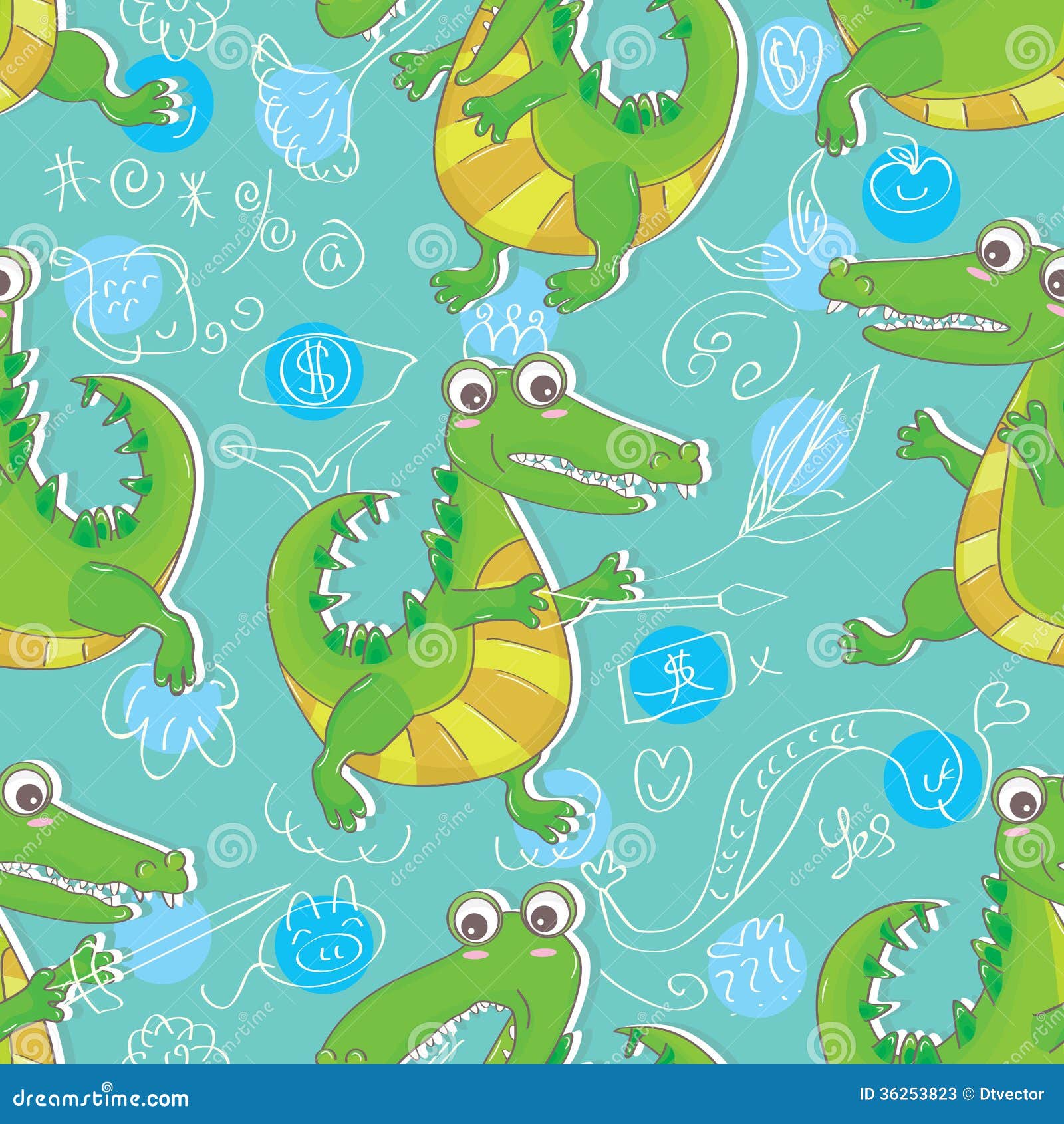 Crocodile Seamless Pattern_eps Stock Vector - Illustration of child ...