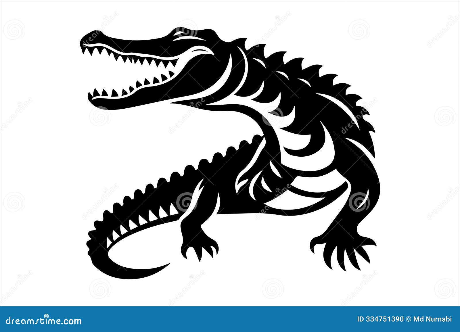Crocodile Silhouette Vector Illustration, Simple Art Style Stock ...