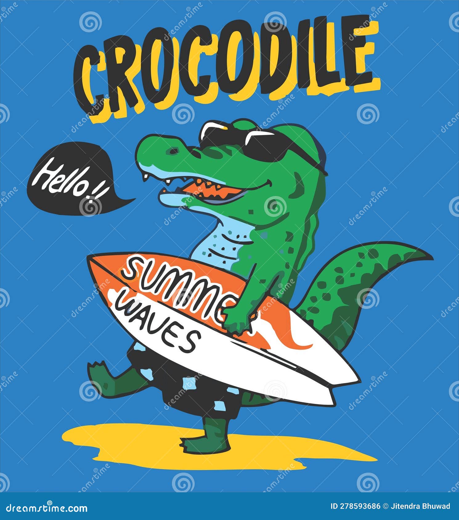 Crocodile Summer Print Vector Art Stock Vector - Illustration of ...