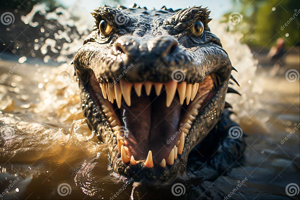 Crocodile are Swarming, Generative Ai Stock Illustration - Illustration ...