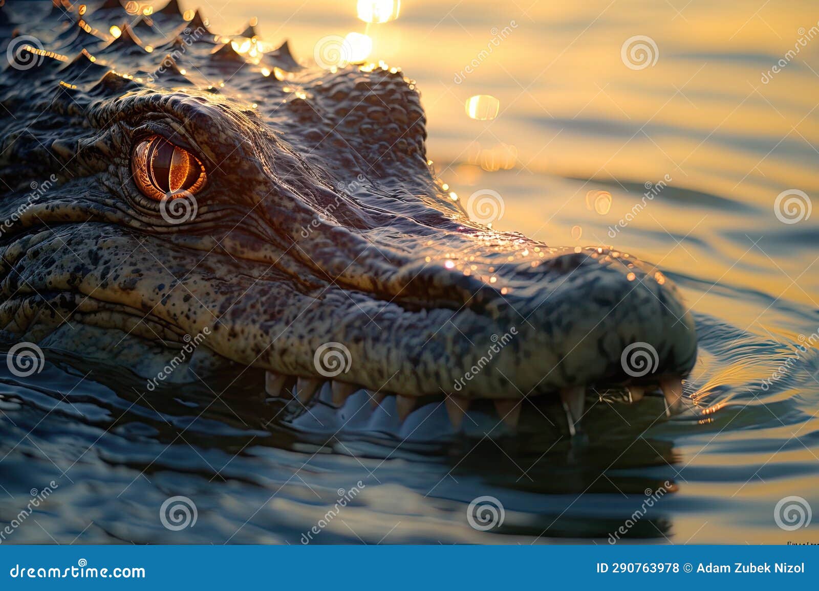 A crocodile in the water stock illustration. Illustration of nile ...