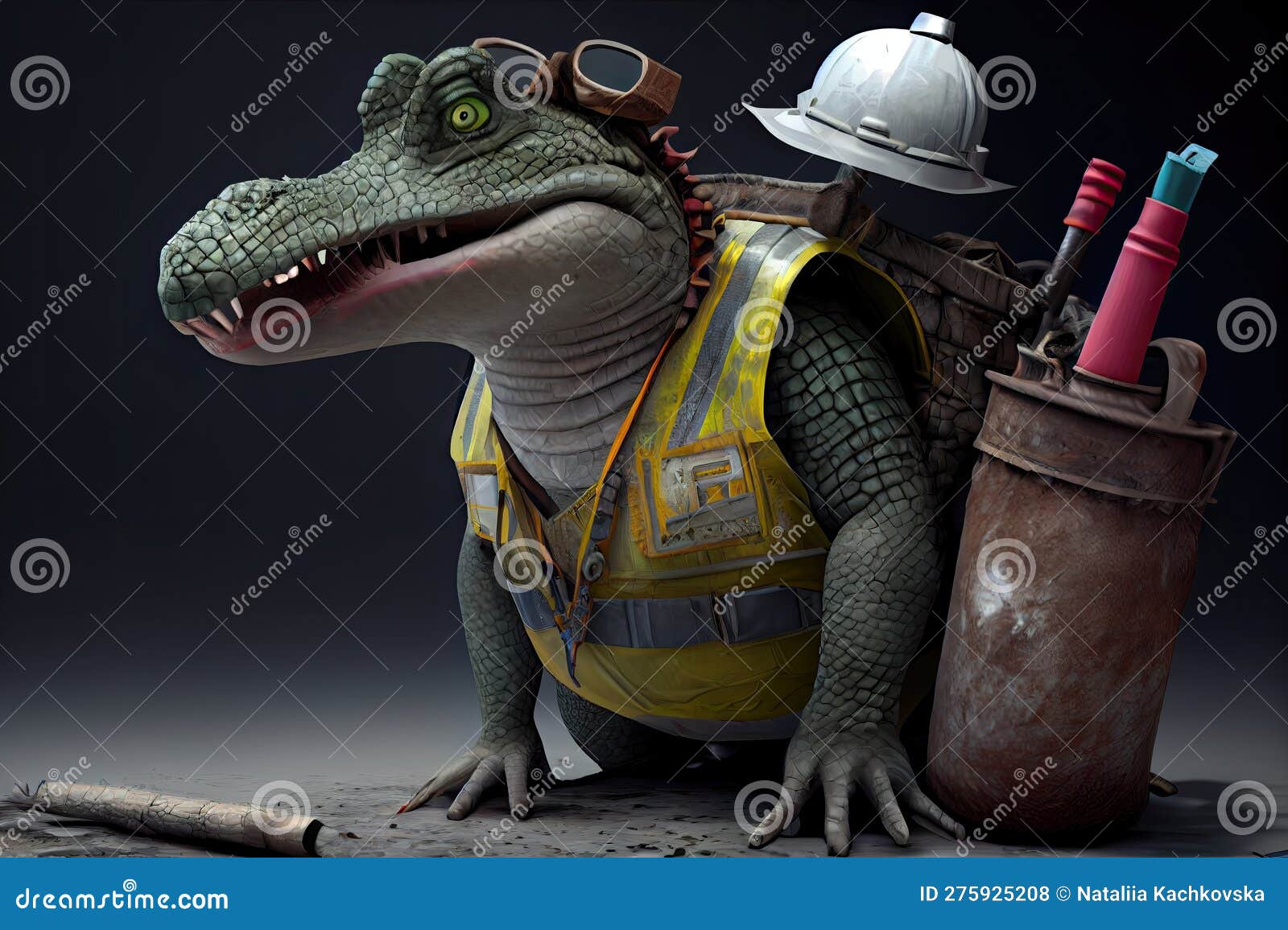 Crocodile Wearing a Construction Workers Uniform Stock Illustration - Illustration of alligator ...