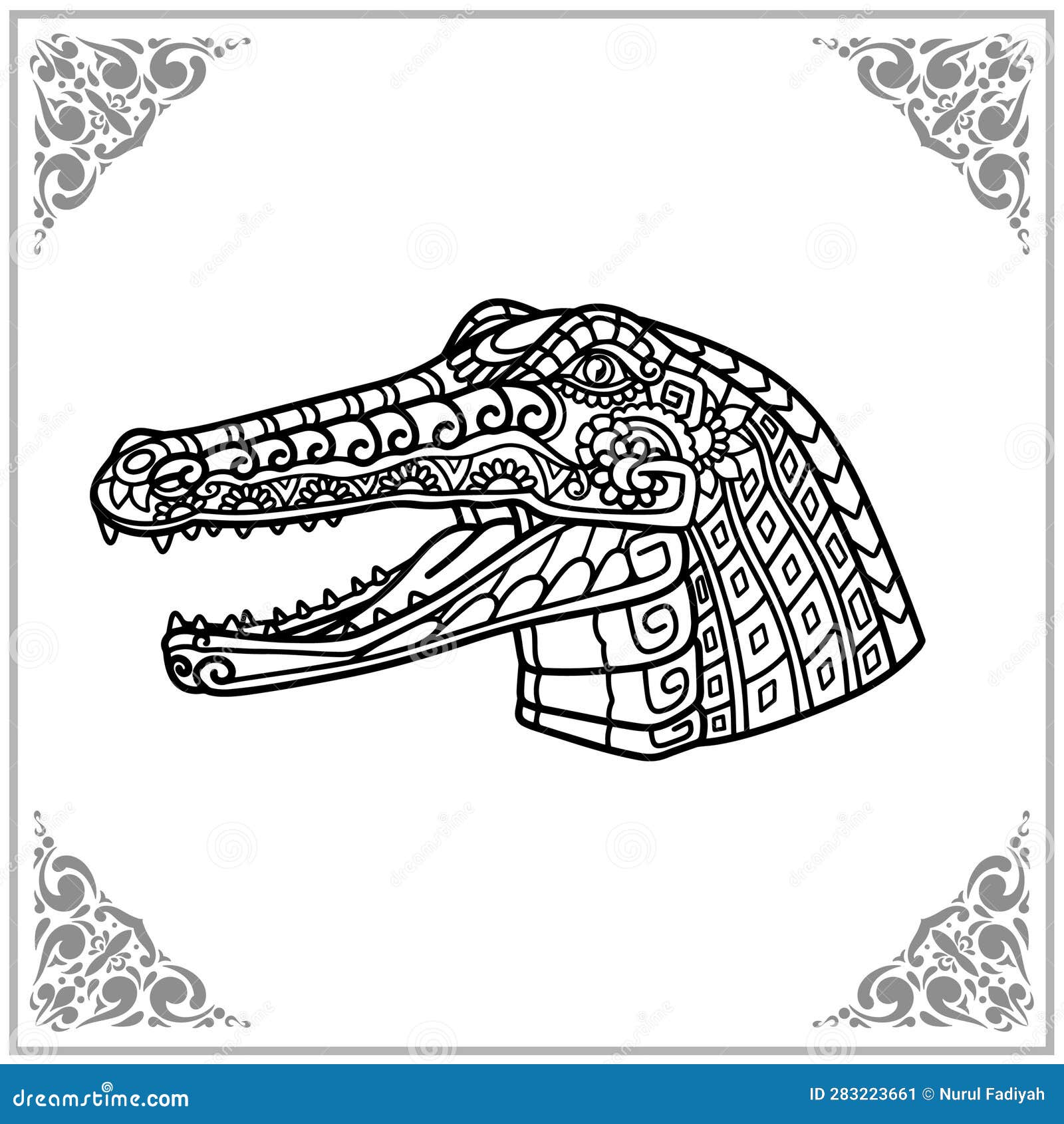 Crocodile Zentangle Arts Isolated On White Background Cartoon Vector ...