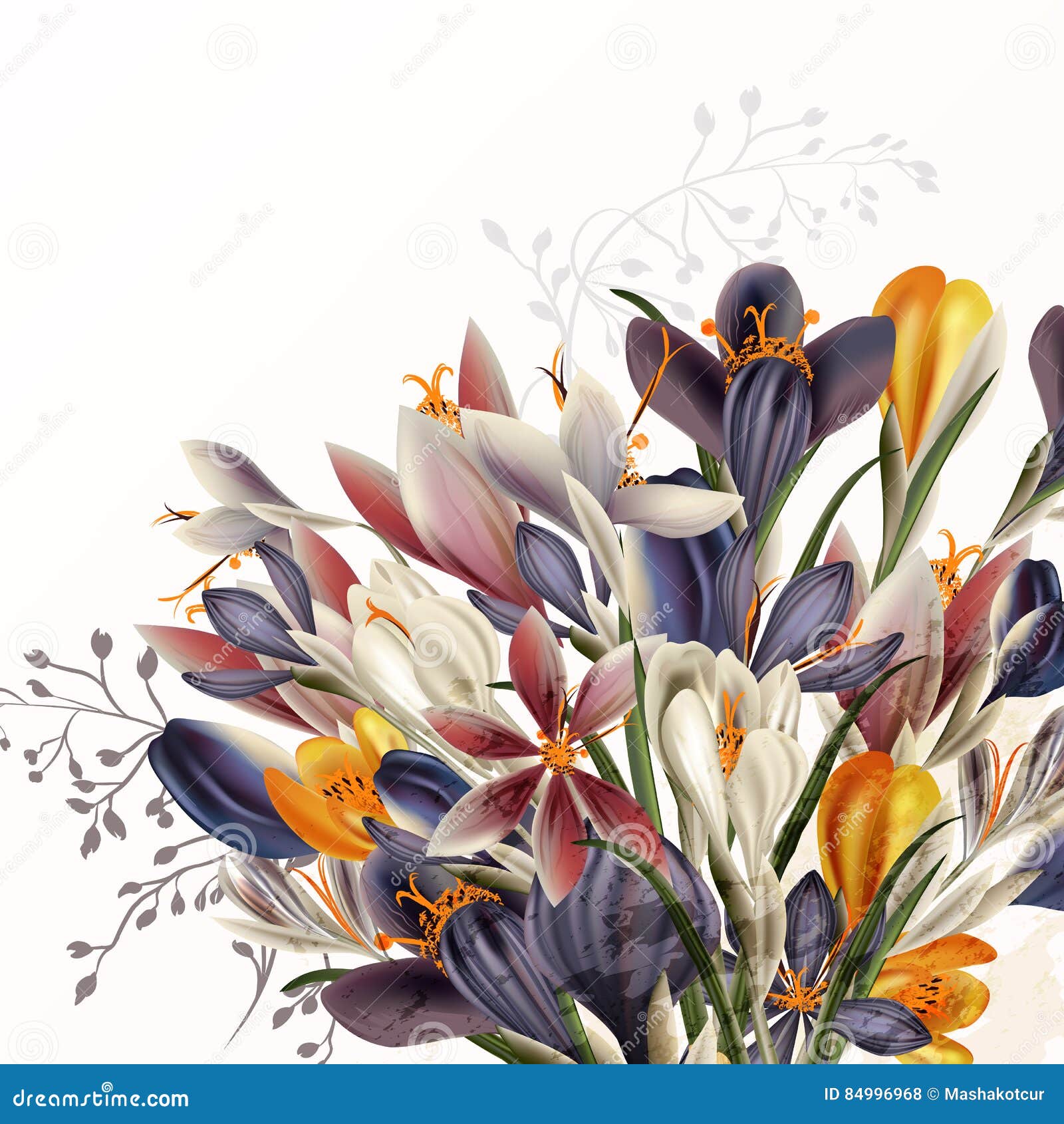Crocus Flowers In Pastel Colors Cartoon Vector | CartoonDealer.com ...