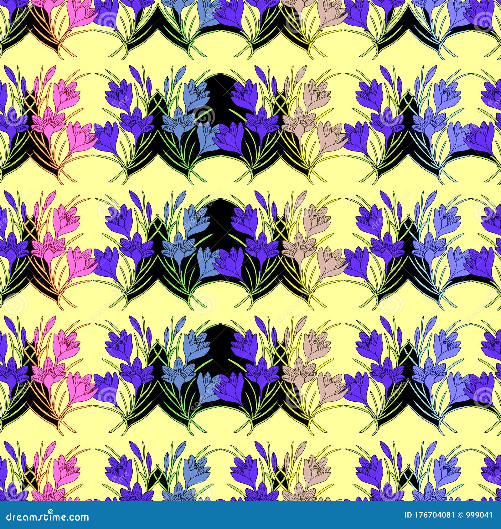 Crocus Flowers Seamless Pattern. Eps 10 Vector Stock Illustration ...